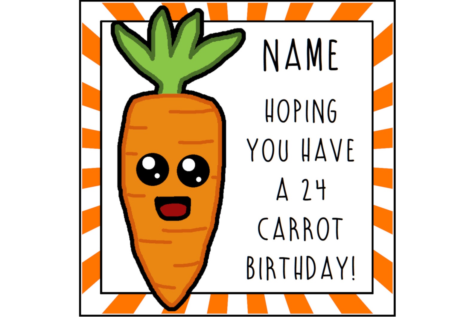 Carrot Birthday Card Funny Card Birthday Greetings Veggie - Etsy UK