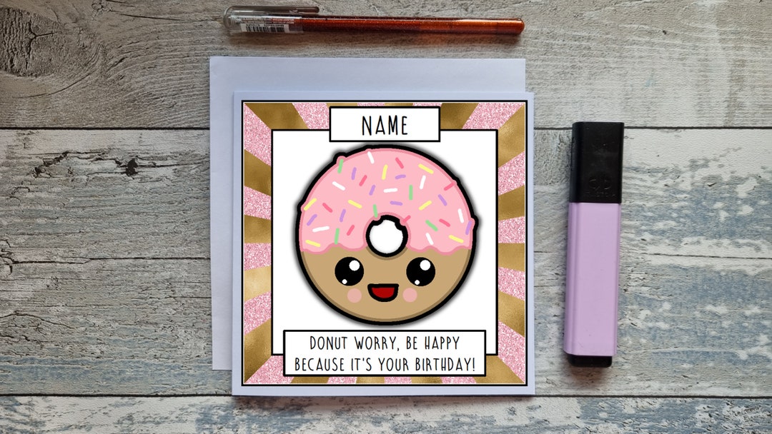 Doughnut Birthday Card, Funny Card, Birthday Greetings, Food Lover ...