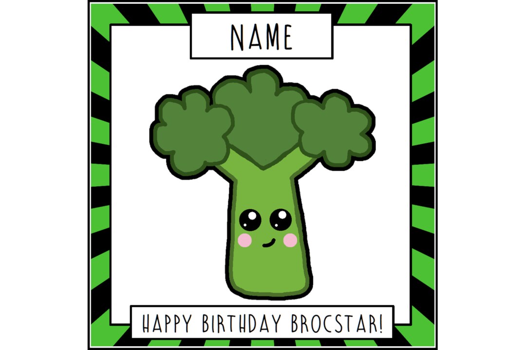 Broccoli Birthday Card Funny Card Birthday Greeting Food - Etsy