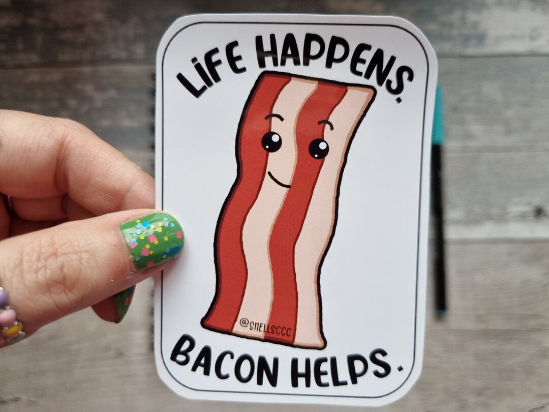 Kawaii Bacon Helps Vinyl Sticker, Laptop Decal - Etsy