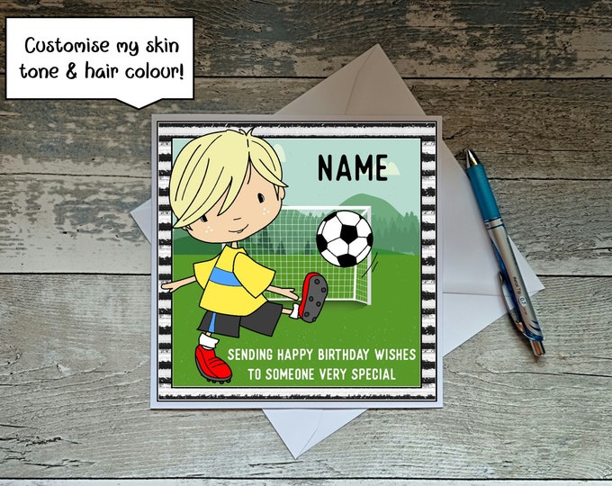 Football Birthday Card, Personalised Birthday, Footie Birthday, Soccer ...