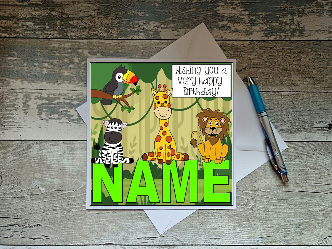 Jungle Birthday Card Personalised Card Card for Boy Safari - Etsy