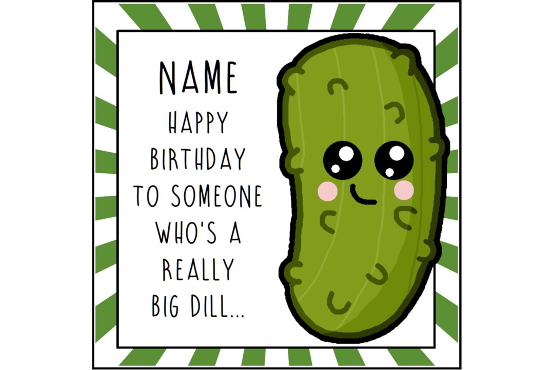 Pickle Birthday Card Funny Card Birthday Greeting Food - Etsy
