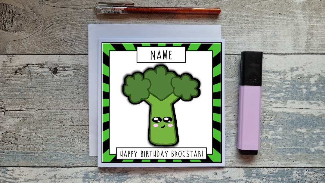 Broccoli Birthday Card, Funny Card, Birthday Greeting, Food Lover ...