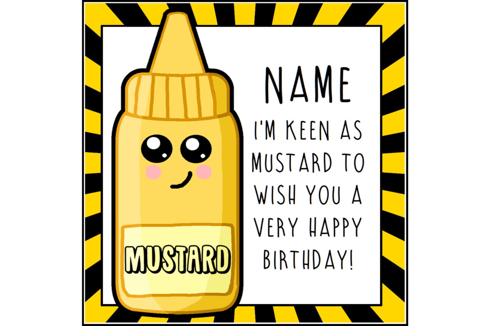 Mustard Birthday Card Funny Card Birthday Greeting Food - Etsy
