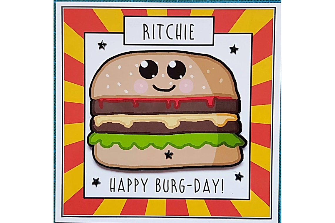 Burger Birthday Card Funny Card Birthday Greetings Food - Etsy