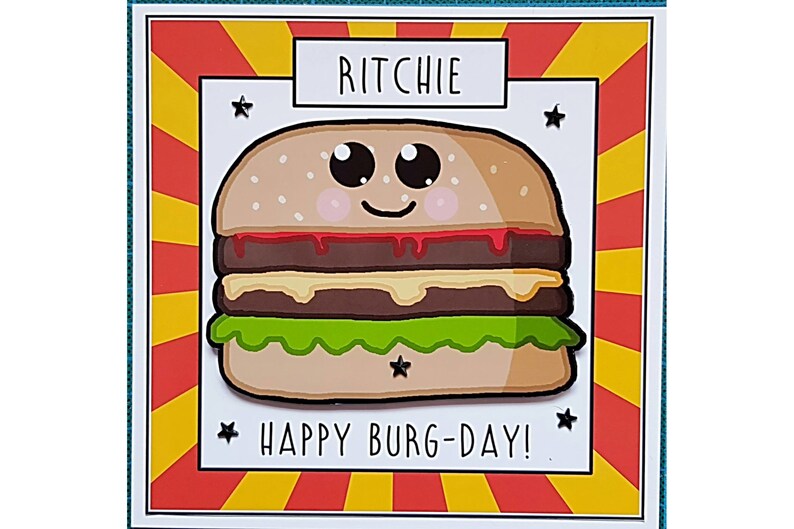 Burger Birthday Card Funny Card Birthday Greetings Food - Etsy
