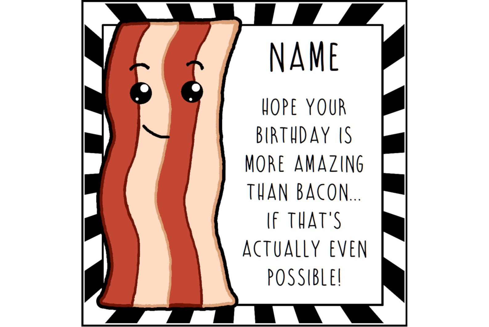 Bacon Birthday Card Funny Card Birthday Greetings Food - Etsy