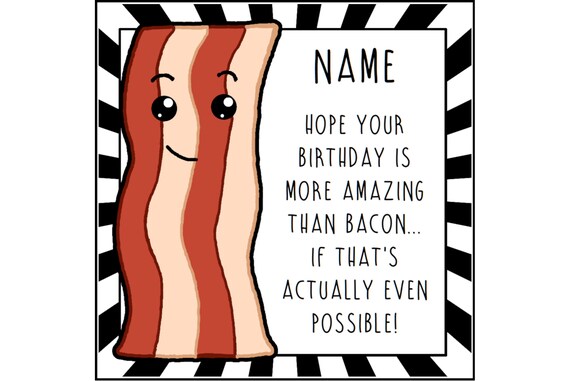 Bacon Birthday Card Funny Card Birthday Greetings Food | Etsy