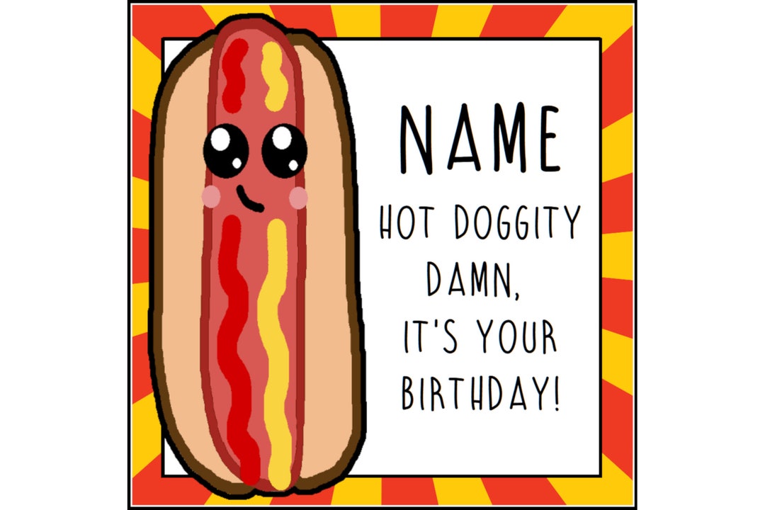Hot Dog Birthday Card Funny Card Birthday Greeting Food - Etsy