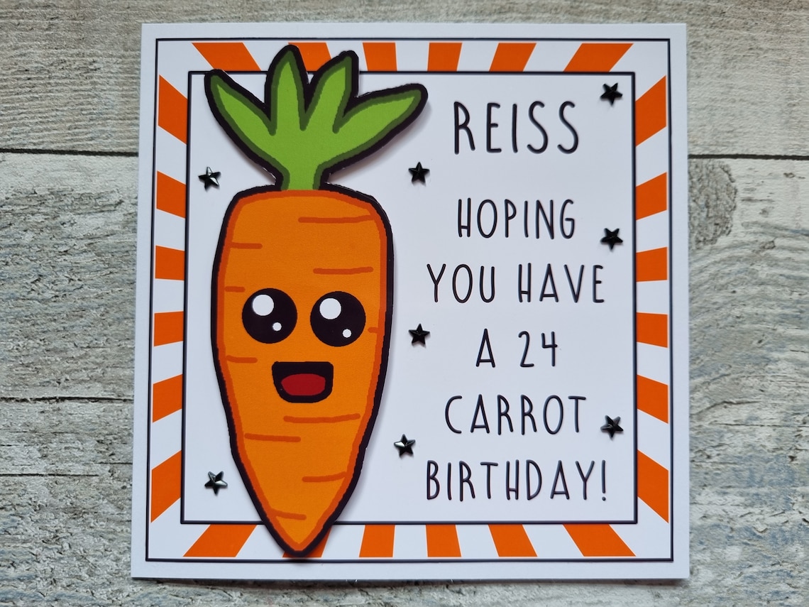 Carrot Birthday Card Funny Card Birthday Greetings Veggie - Etsy UK