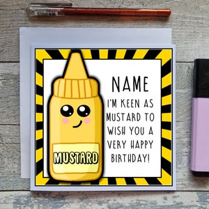 Mustard Birthday Card, Funny Card, Birthday Greeting, Food Lover ...