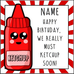 Ketchup Birthday Card Funny Card Birthday Greeting Food - Etsy