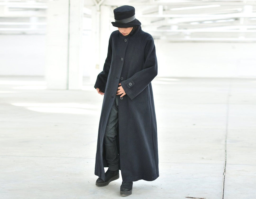 Warm Winter Maxi Coat, Long Wool Coat, High Neck Coat, Women Wool ...
