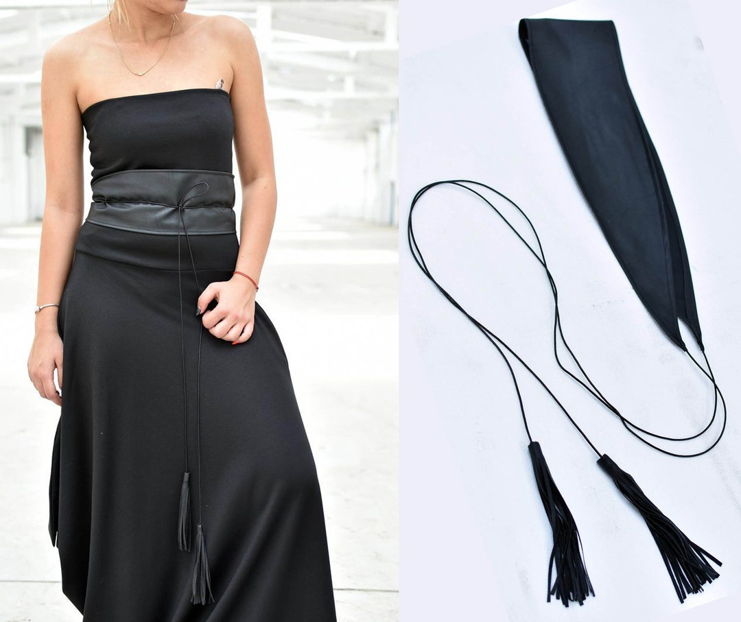 Women Tassel Belt, Black Belt, Obi Belt, Wide Belt, Leather Belt Belt ...