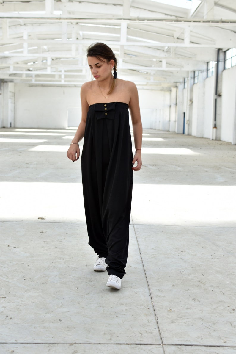 Black Overall Plus Size Jumpsuit Casual Jumpsuit Long Black - Etsy