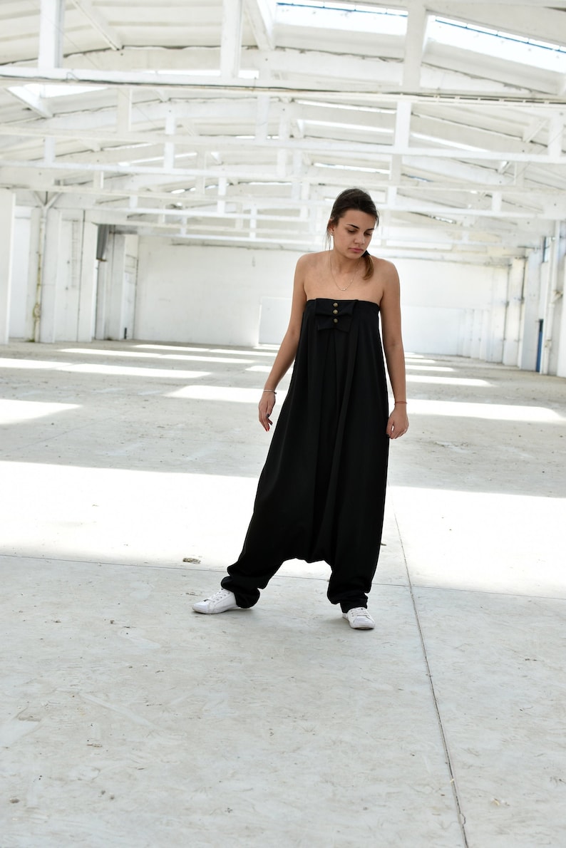 Black Overall Plus Size Jumpsuit Casual Jumpsuit Long Black - Etsy