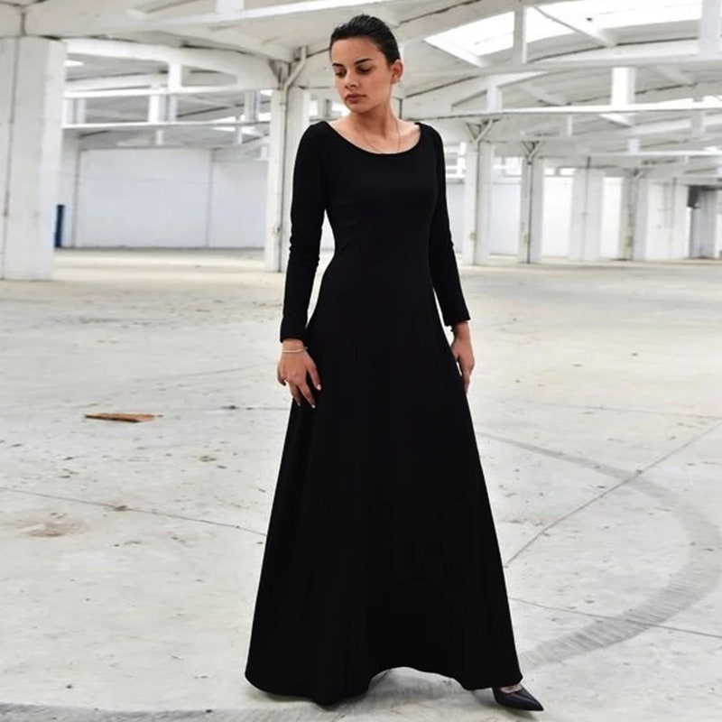 Blue and Black Maxi Dress - Etsy