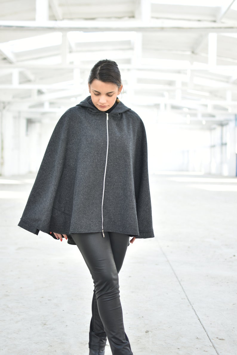 Blue Plaid Cape Wool Cape Coat Short Cloak Coat Winter | Etsy