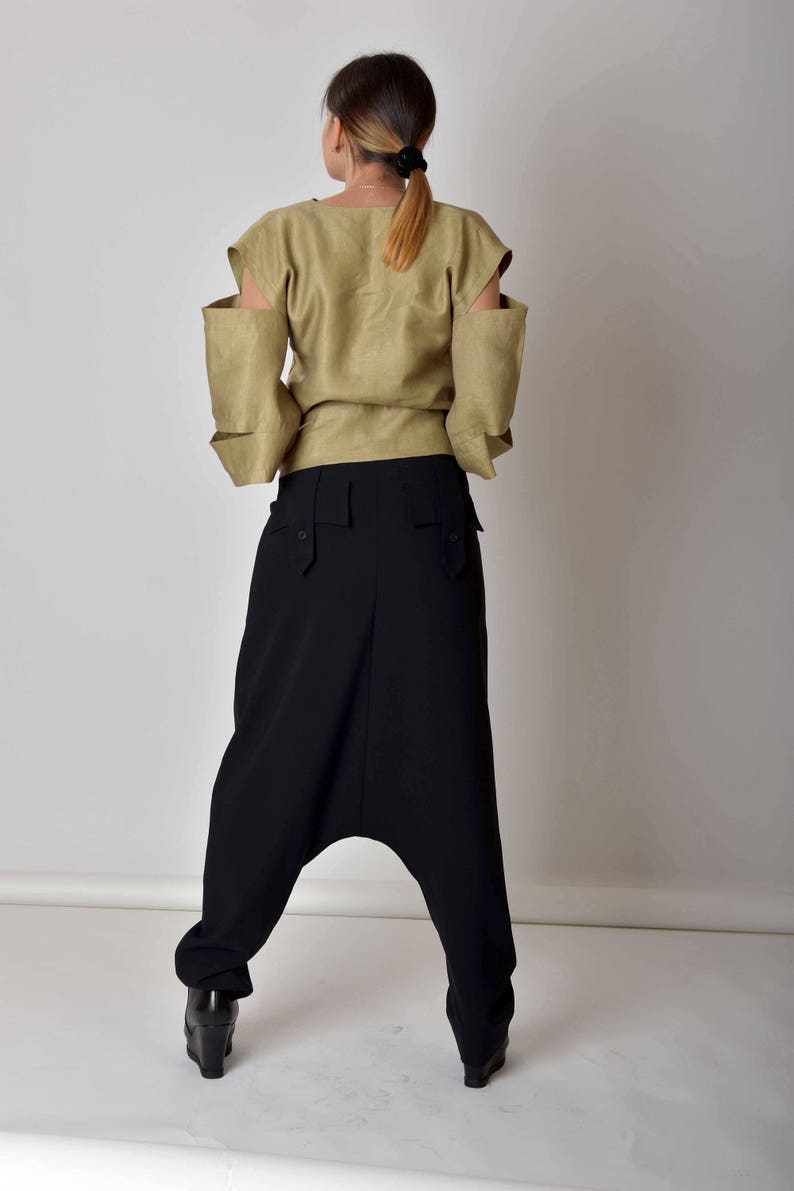 Avant Garde Extravagant Linen Top With Cut Out Sleeves, Summer ...