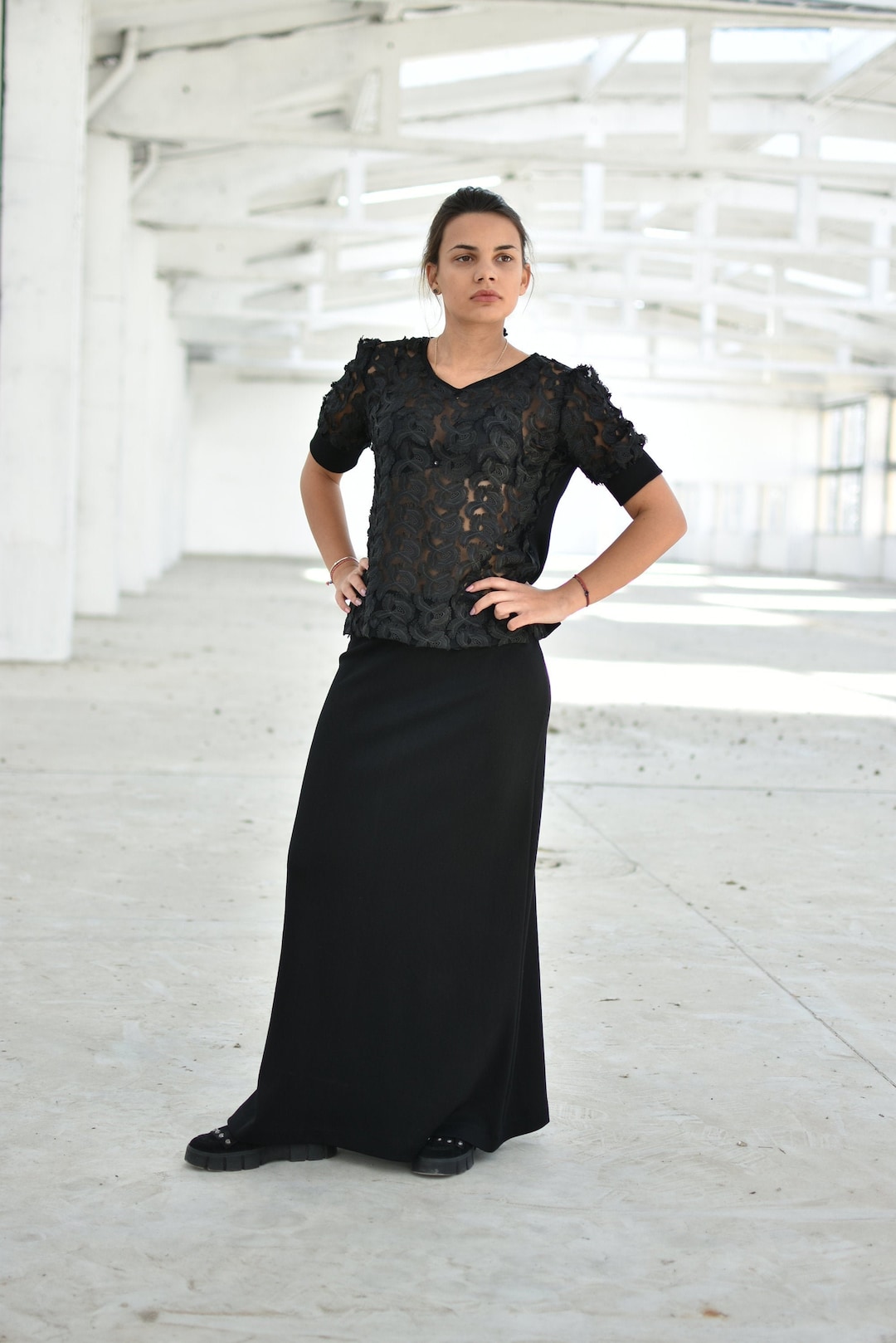 Black Lace Top, Gothic Top, Elegant Black Top, Cocktail Top, Steampunk ...