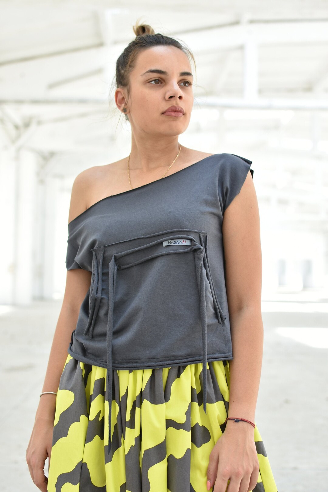 Off Shoulder Top, Grey Crop Top, Avant Garde Clothing, Cyberpunk Top ...