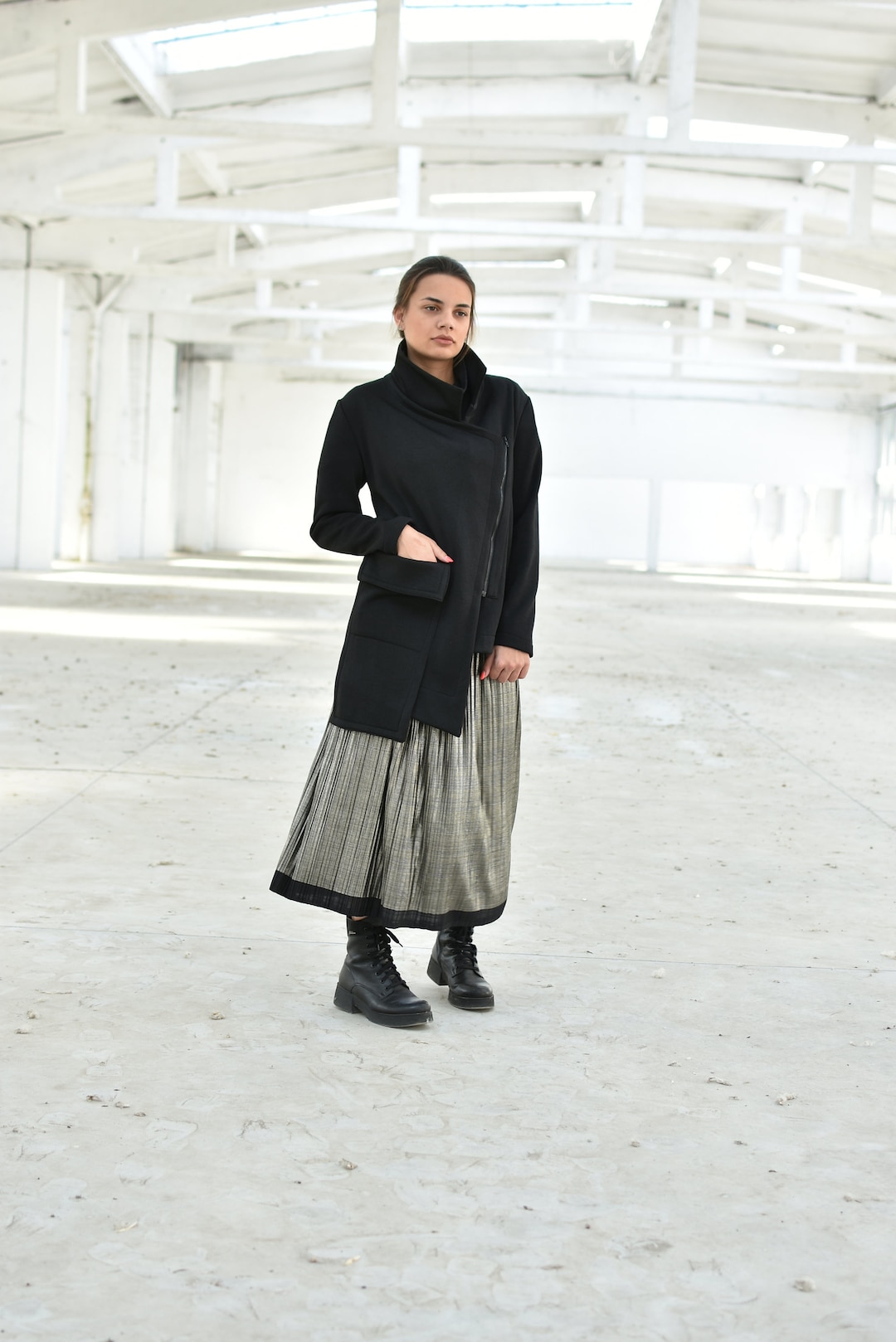 Women Black Jacket, Futuristic Clothing, Asymmetrical Jacket, Black ...