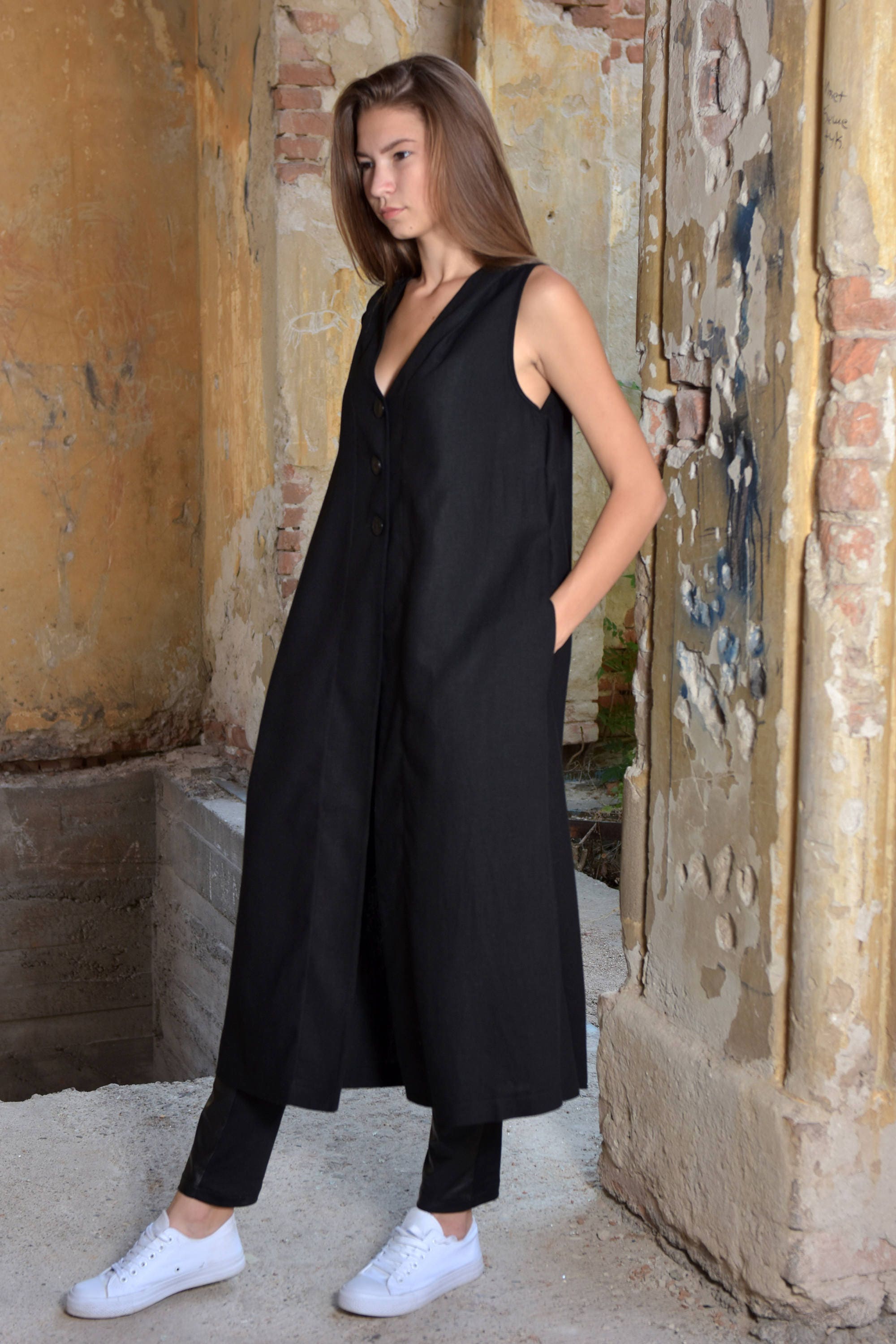 Womens Vest, Oversized Top, Linen Vest, Maxi Vest, Sleeveless Vest ...