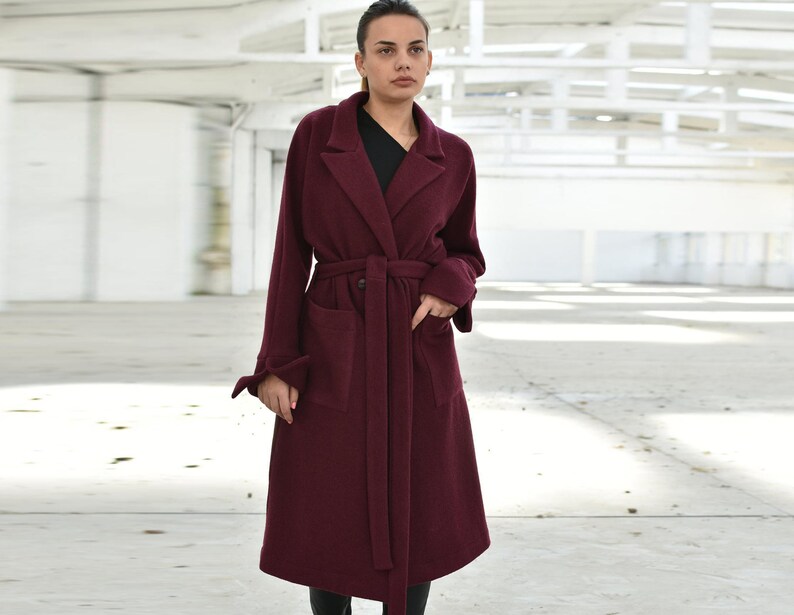 Wool Elegant Coat Winter Overcoat Burgundy Coat Wool Long - Etsy