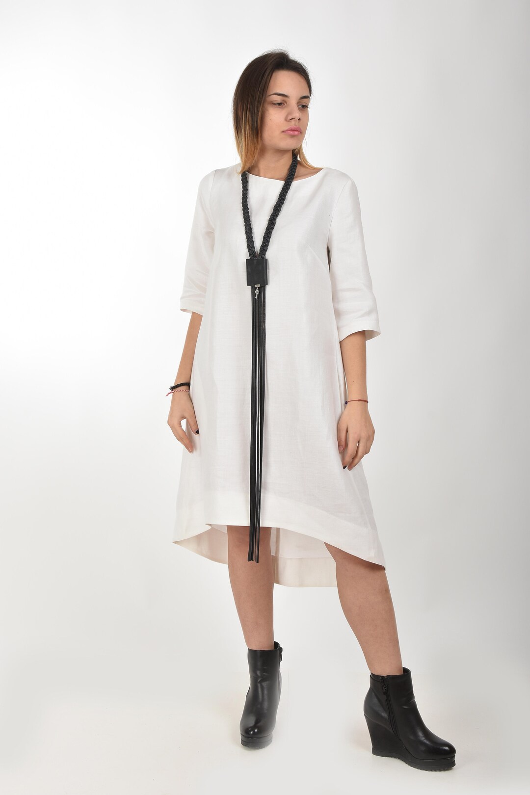 Black Leather Necklace, Long Necklace, Rope Necklace, Birthday Gift ...