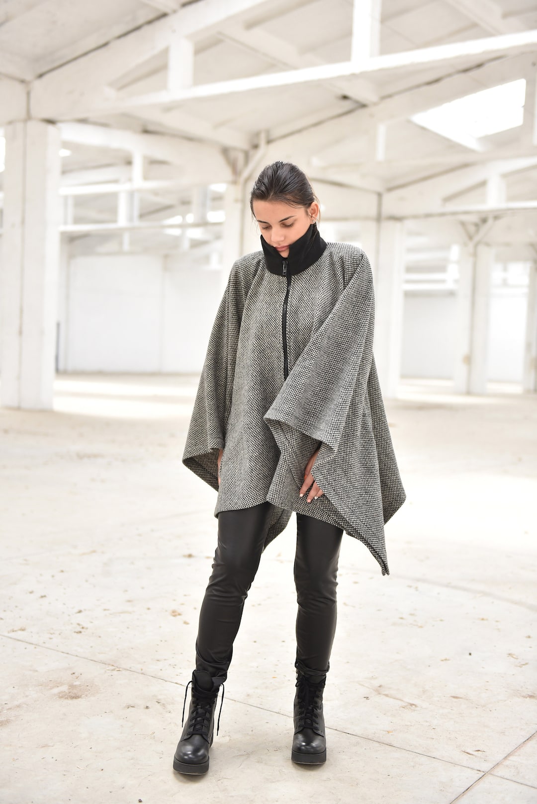 Plus Size Cardigan, Wool Cape Cardigan, Winter Cape Poncho, Women ...