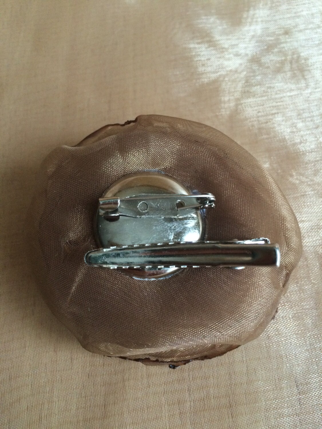 Brown Organza Brooch/hair Clip, Organza Flower Brooch and Hair Clip ...