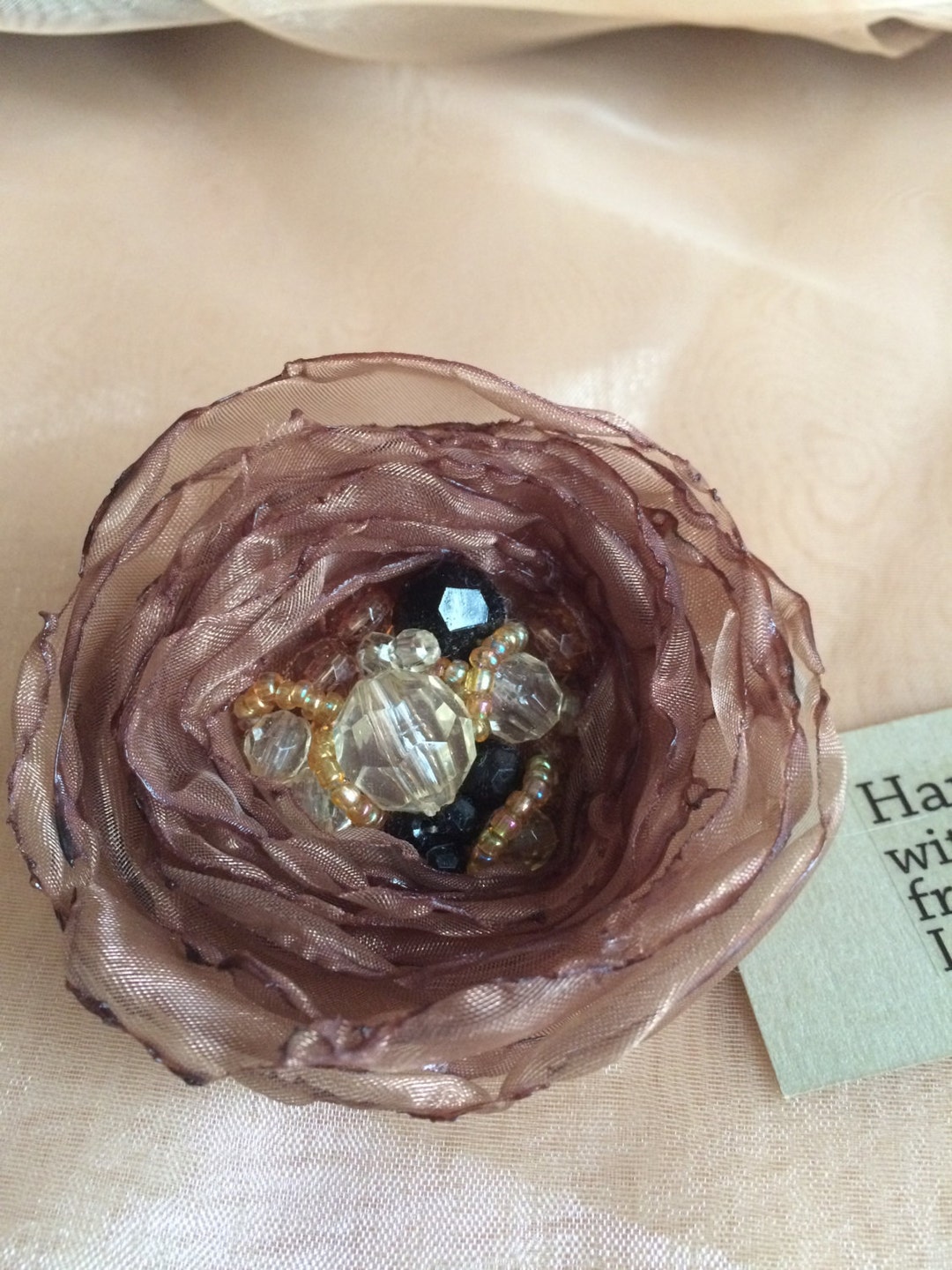 Brown Organza Brooch/hair Clip, Organza Flower Brooch and Hair Clip ...