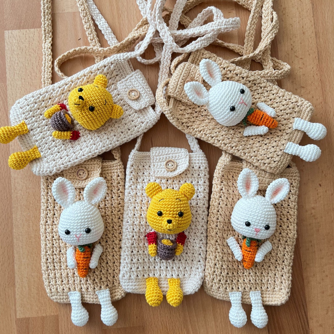 Crochet Phone Pouch ,mini Crossbody Bag ,cute Bear Design ,perfect Gift ...