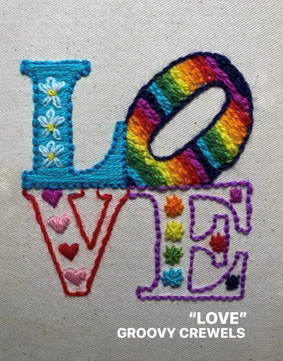 Crewel Embroidery Kit - LOVE - Crewel Stitchery Kit - Groovy Crewels - Etsy