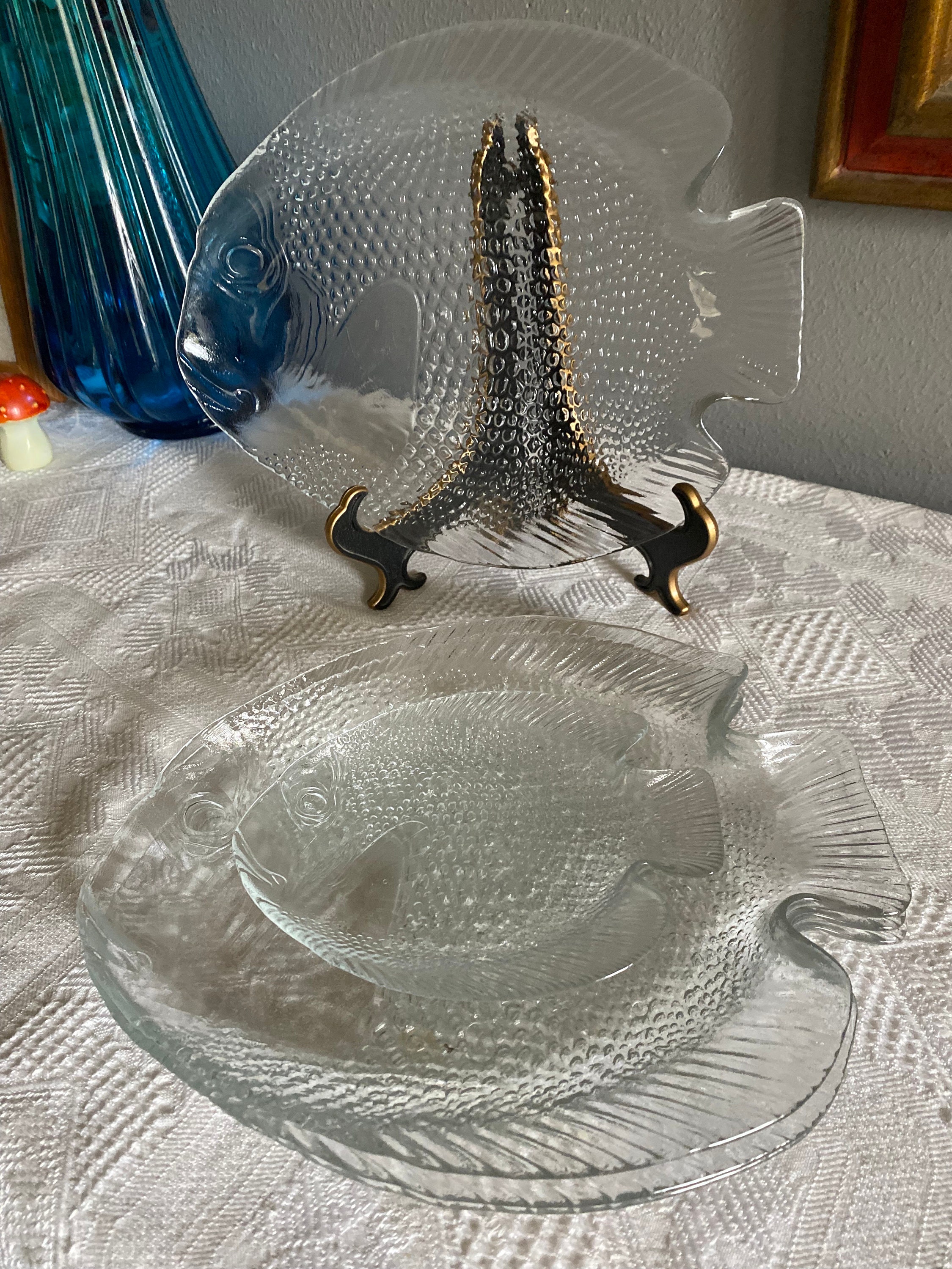 Set of 4 Vintage 1970s Arcoroc Fish Dinner Plates Cristal D'arques ...