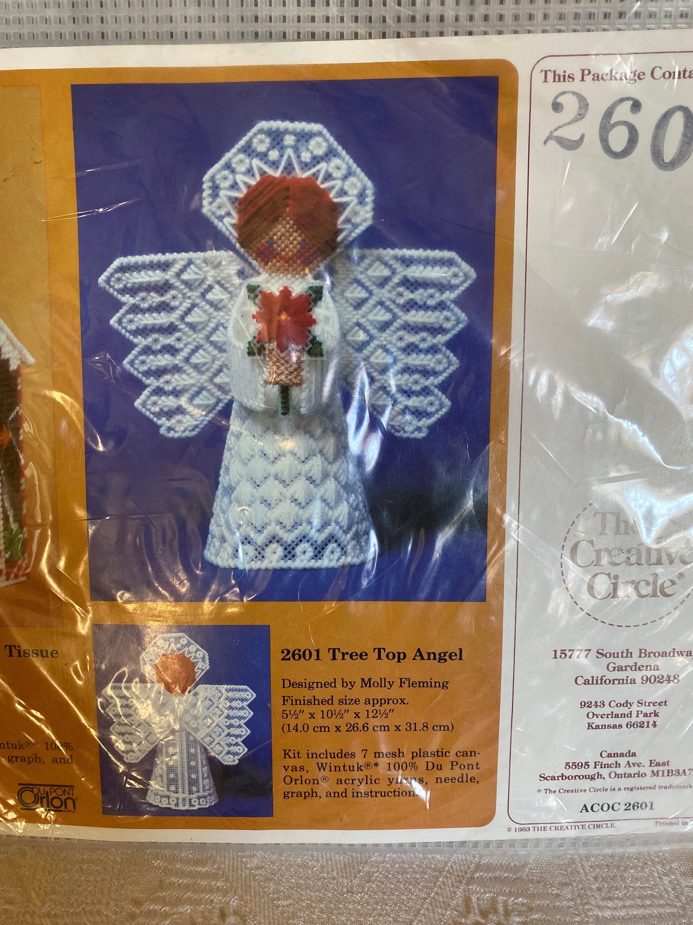 Vintage 1983 Tree Top Angel Plastic Canvas Needlepoint Kit by Creative ...