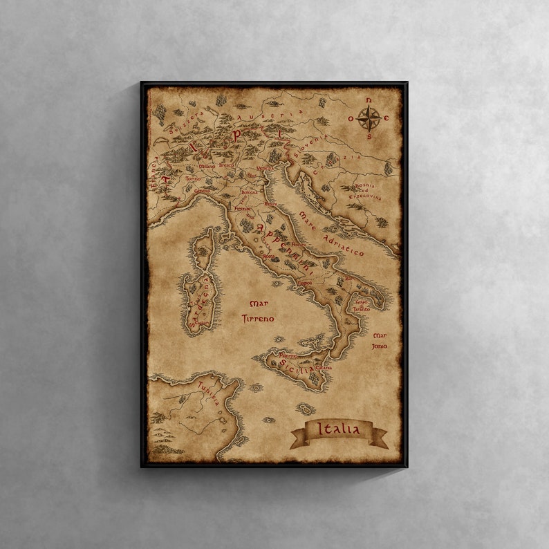 Map of Italy, Fantasy Map Italy, Italian Map - Etsy