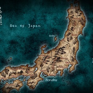 Canvas Map of Japan, Fantasy Japan Map on Canvas - Etsy