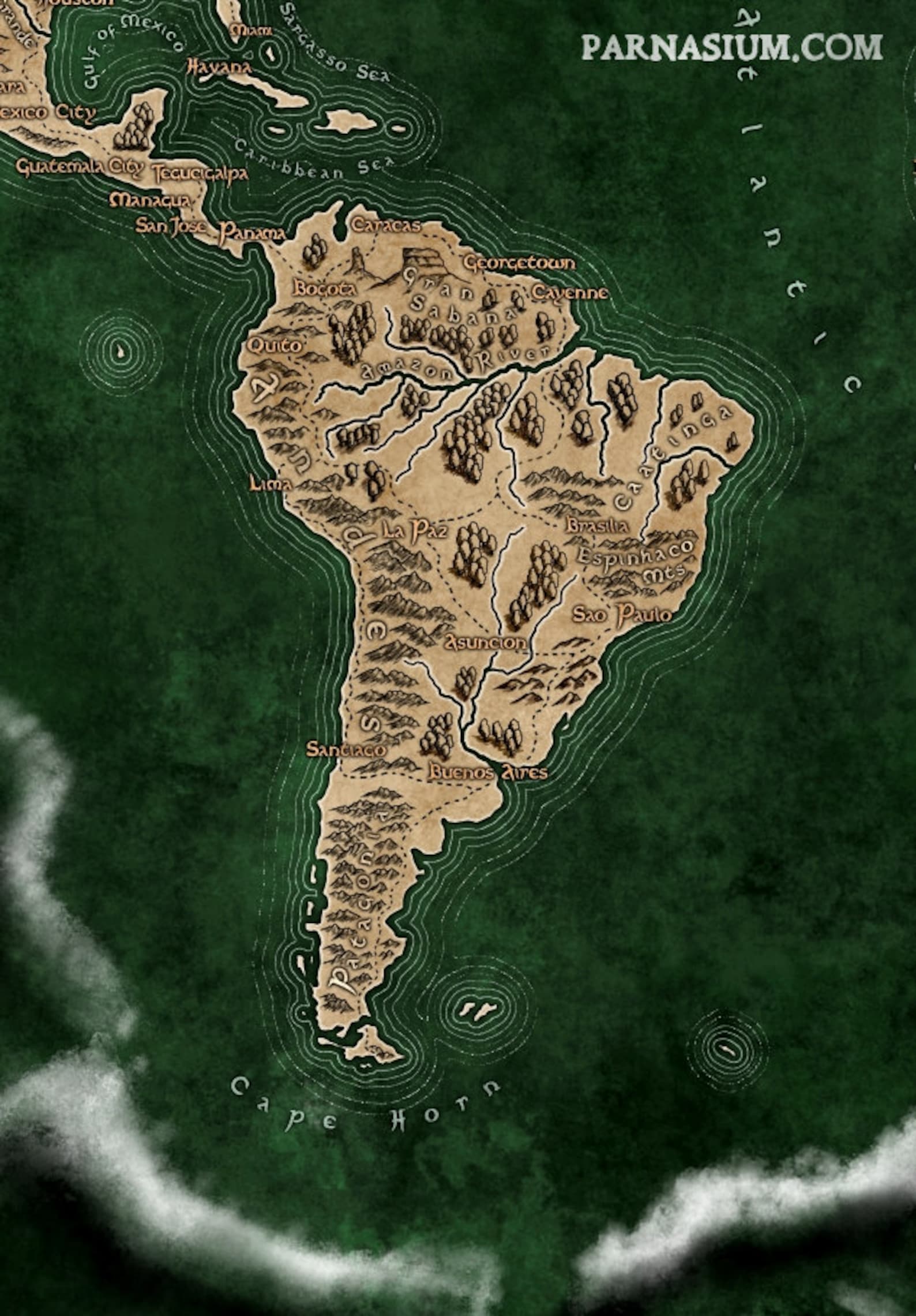 Fantasy Inspired Illustrated Map Poster of the World, Large World Map ...