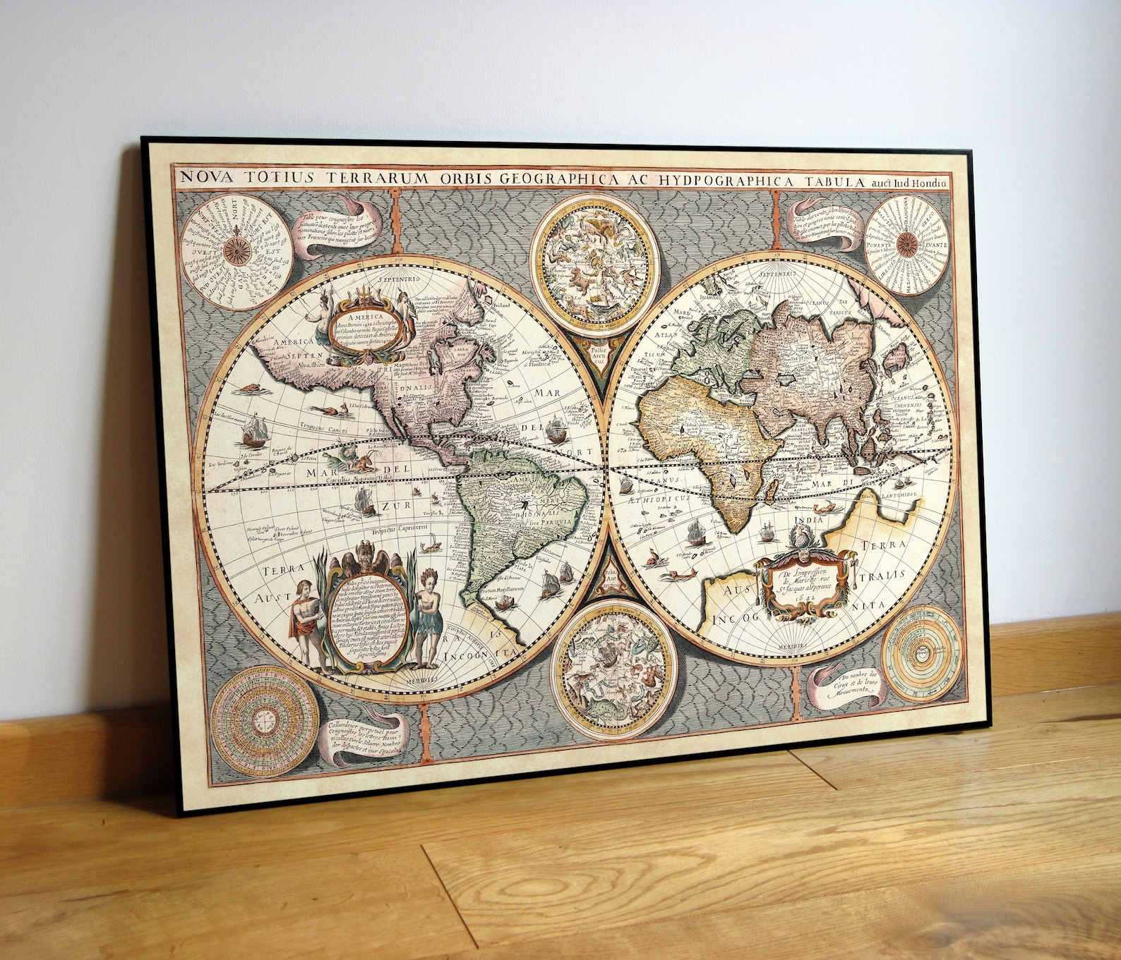 Hemisphere World Map, 1642 World Map Reproduction - Etsy