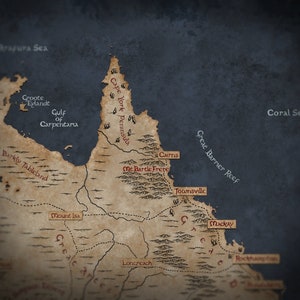 Fantasy Map of Australia, Art Gift Australia, Australia Map Print ...