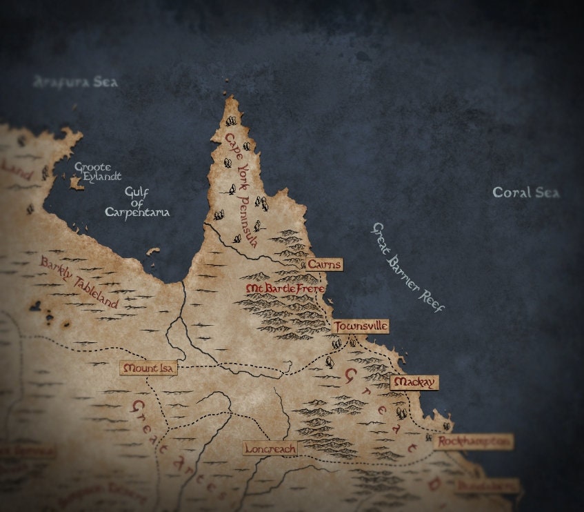 Fantasy Map of Australia Print: Unique Art Gift - Etsy Australia