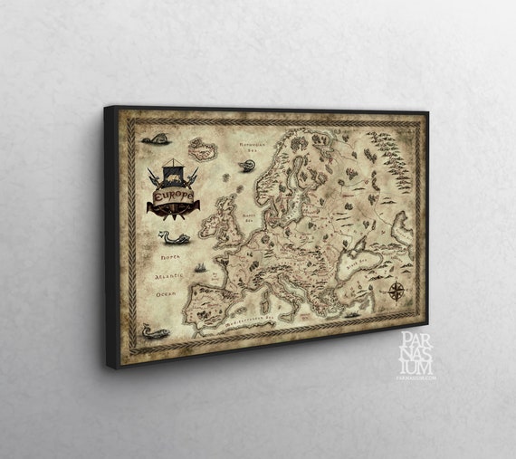 Canvas Map of Europe Fantasy Europe Map on Canvas | Etsy