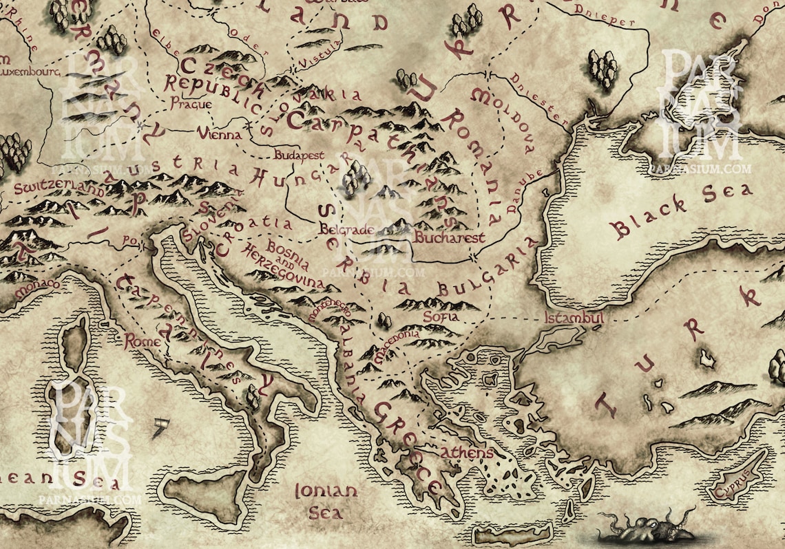 Canvas Map of Europe, Fantasy Europe Map on Canvas - Etsy