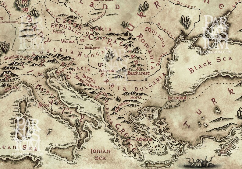 Canvas Map of Europe, Fantasy Europe Map on Canvas - Etsy