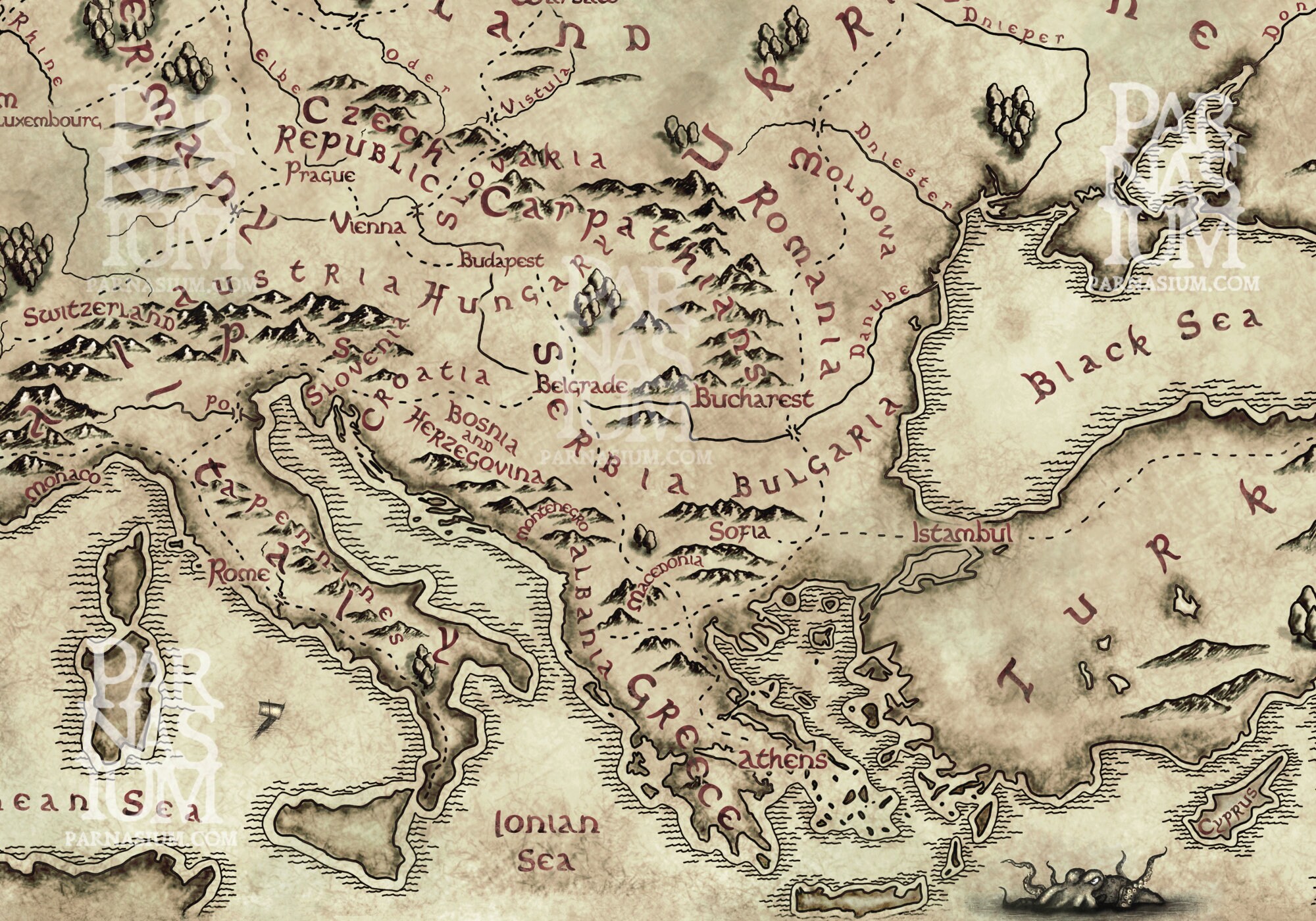 Canvas Map of Europe, Fantasy Europe Map on Canvas - Etsy