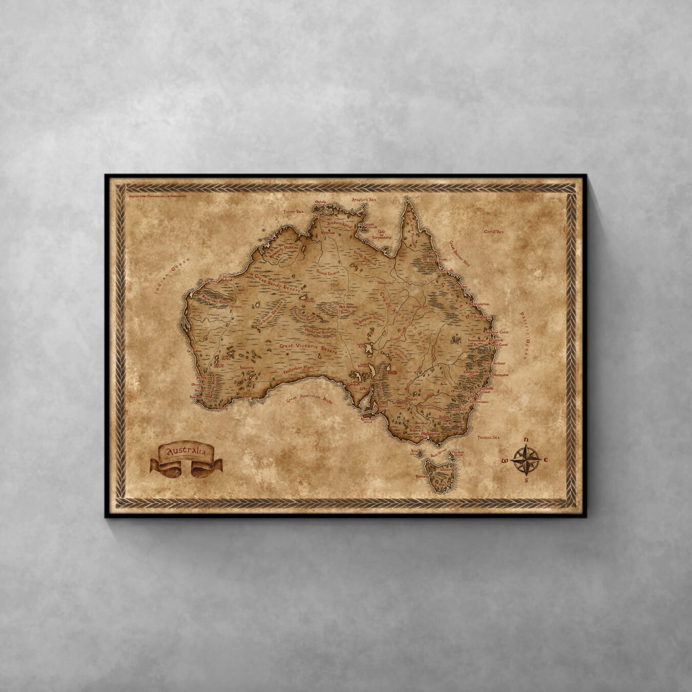 Fantasy Map of Australia Vintage Australia Map Old Map - Etsy