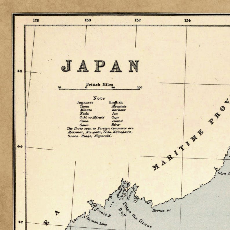 Vintage Japan Map Print: 1884 Reproduction - Etsy