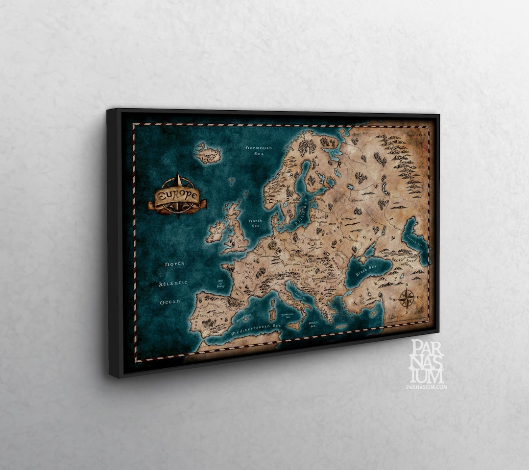 Fantasy Europe Canvas Map: Unique Wall Decor - Etsy